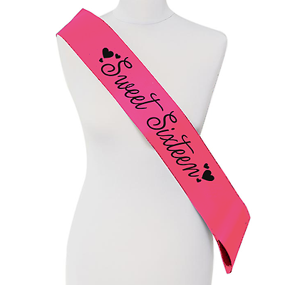 Sweet Sixteen 16 16th Birthday Girl Party Celebration Ribbon Sash - Ho ...